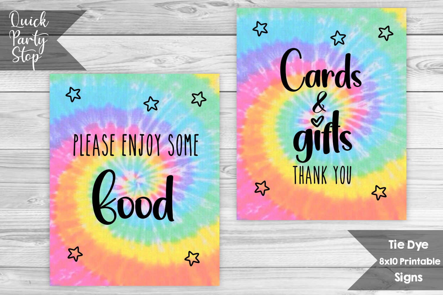 6 Tie Dye Birthday Signs, Rainbow Party Signs, Tie Dye Station Sign ...