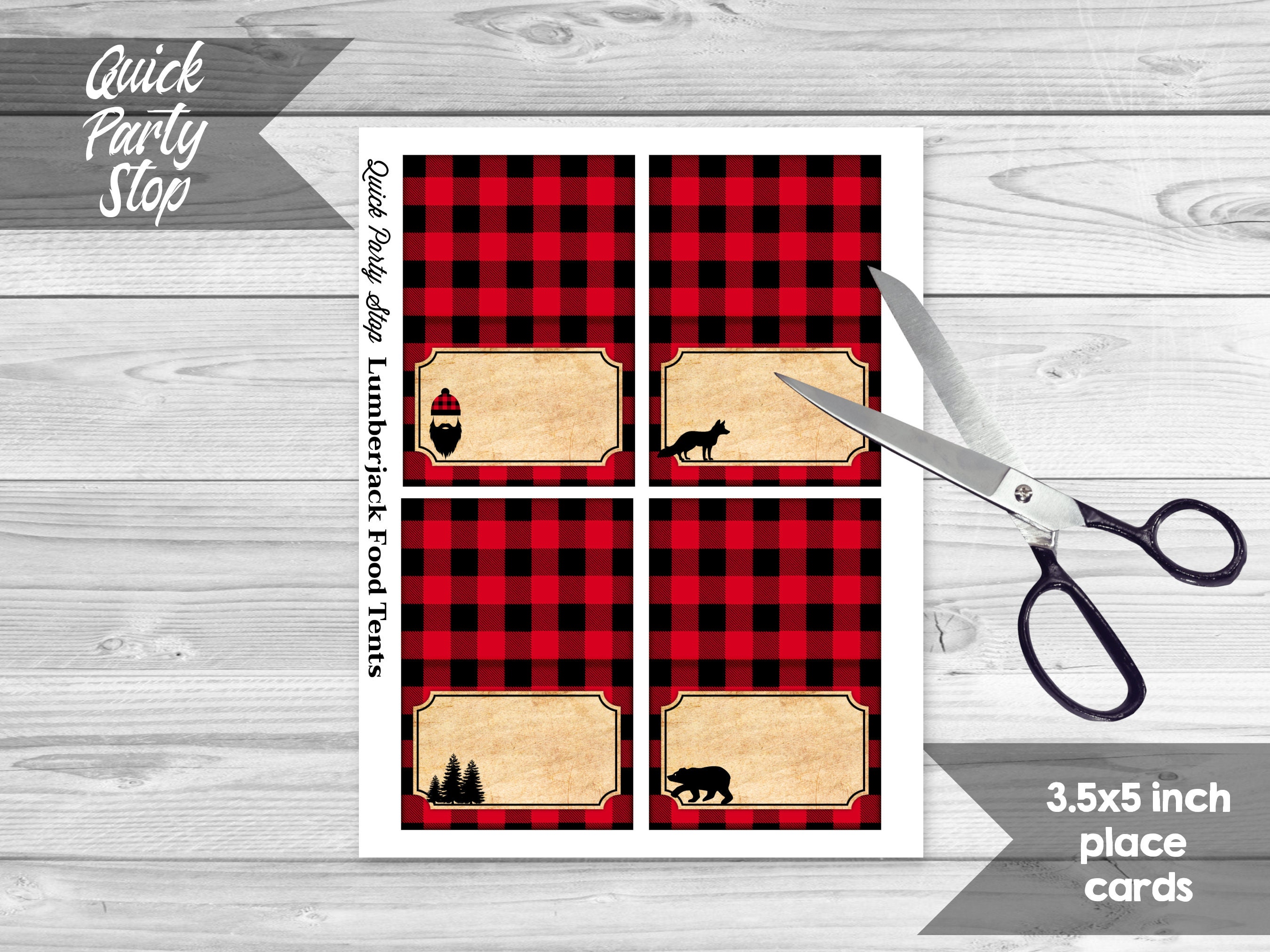 Lumberjack Food Tents, Printable Food Labels, Baby Shower Place Cards ...