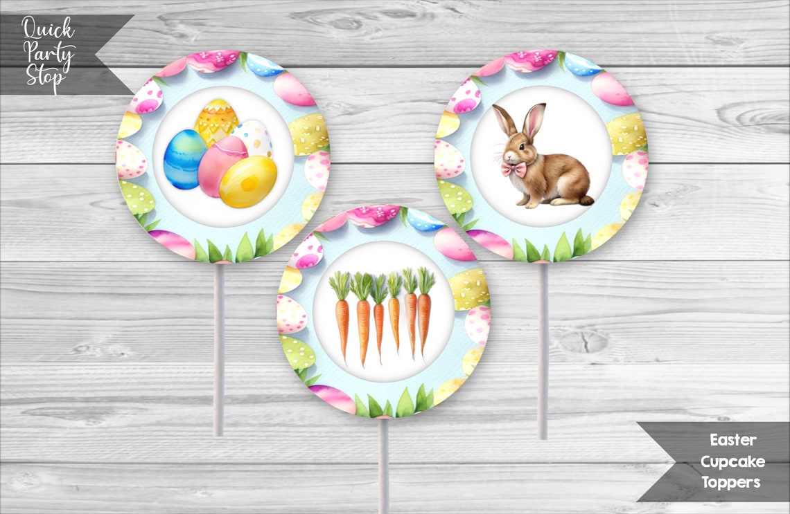 Easter Cupcake Toppers, Printable 2 Inch Cupcake Toppers, Easter Topper ...