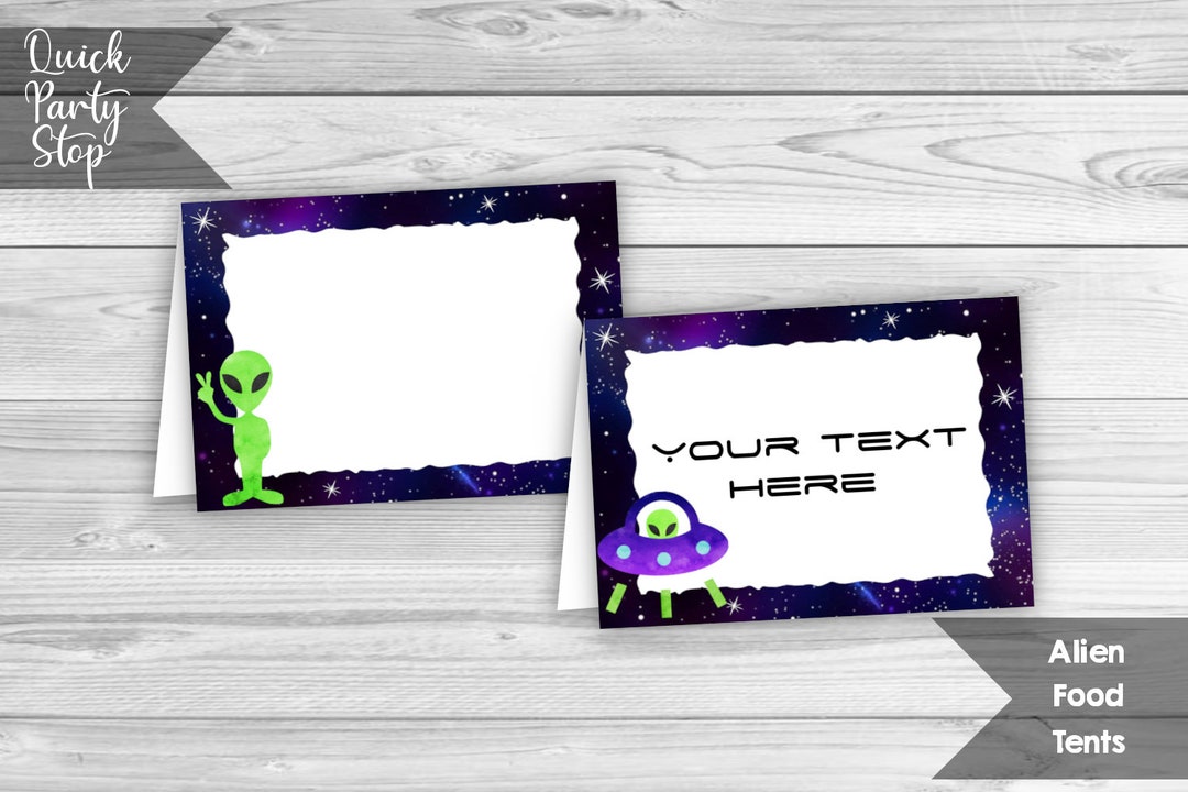 Alien Birthday Editable Food Tents, Space Food Labels, UFO Birthday ...