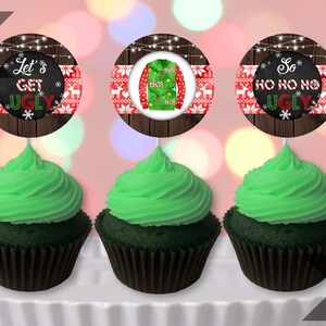 Ugly Sweater Cupcake Toppers, Printable 2 Inch Cupcake Toppers ...