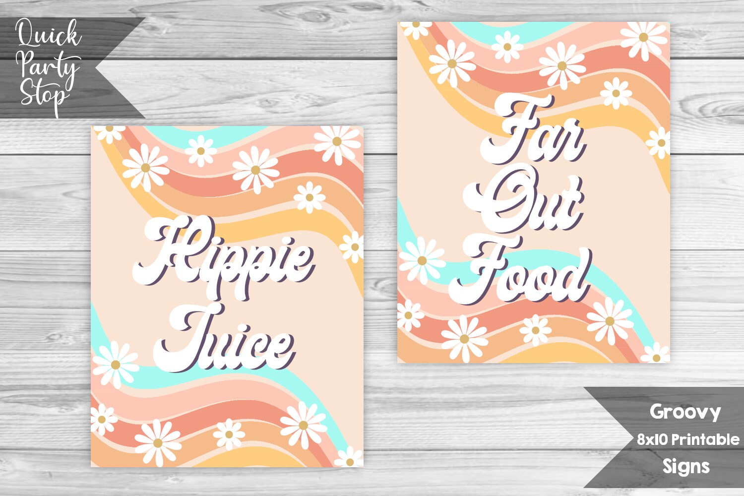6 Groovy Birthday Signs Hippie Party Signs Tattoo Station - Etsy