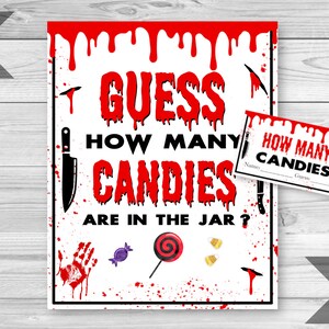 Horror Movie Guess How Many Candies Sign and Tickets, Scary Movie ...
