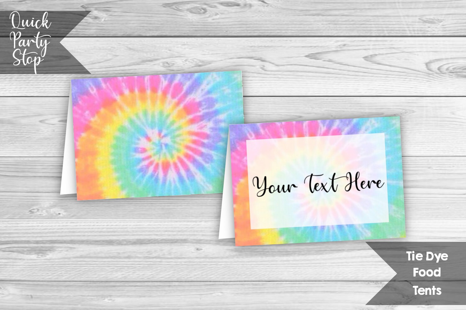 Tie Dye Editable Food Tents, Rainbow Food Labels, Tie Dye Birthday ...