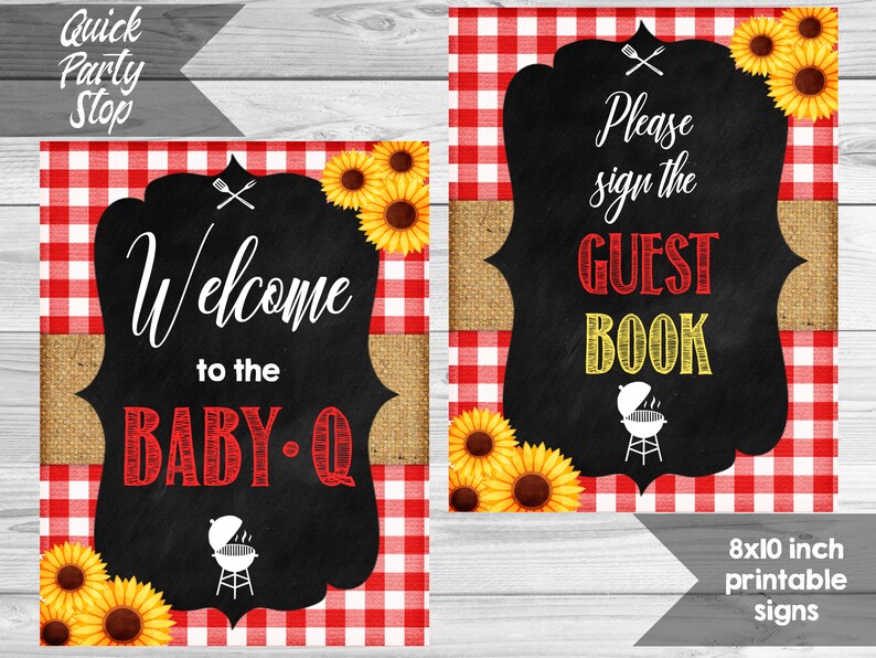 6 Baby Q Signs, BBQ Baby Shower Decorations, Welcome to the Baby Q, Bbq ...