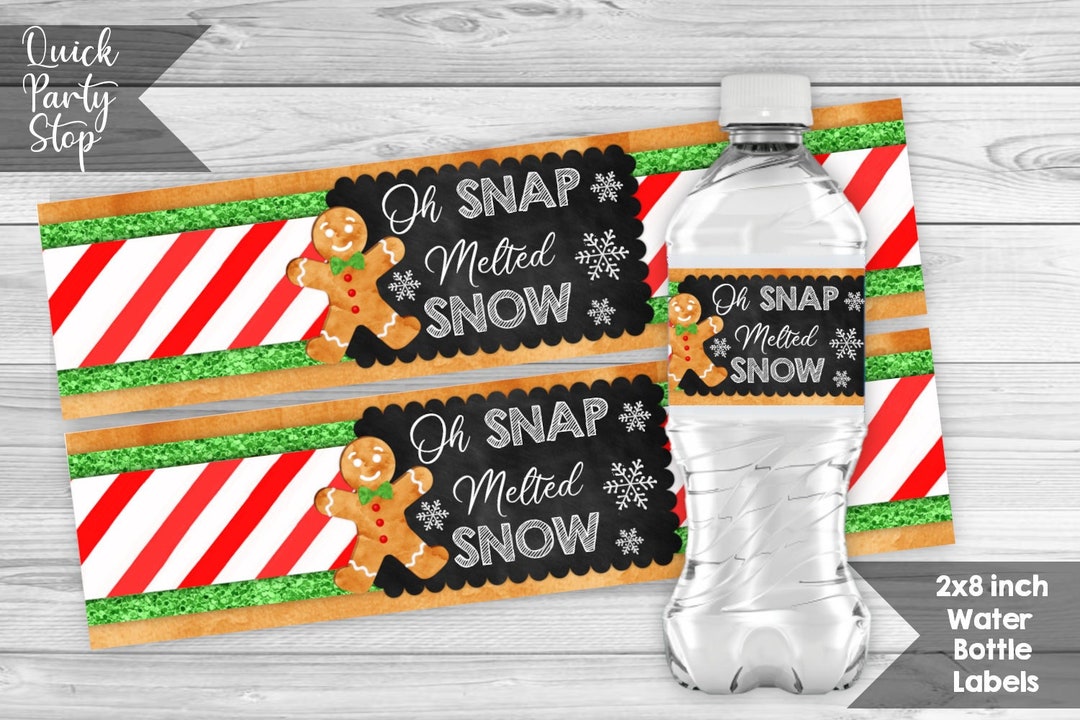 Gingerbread Christmas Water Bottle Labels, Christmas Party Wrappers ...