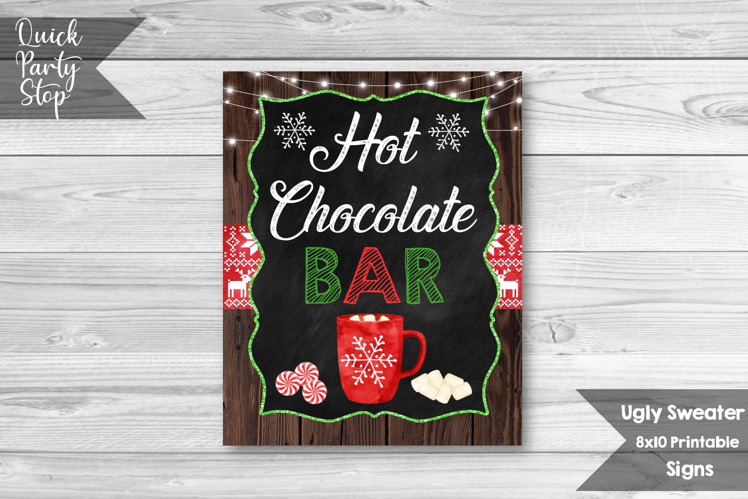 5 Ugly Sweater Signs, Christmas Party Signs, Tacky Sweater Sign, Eat ...