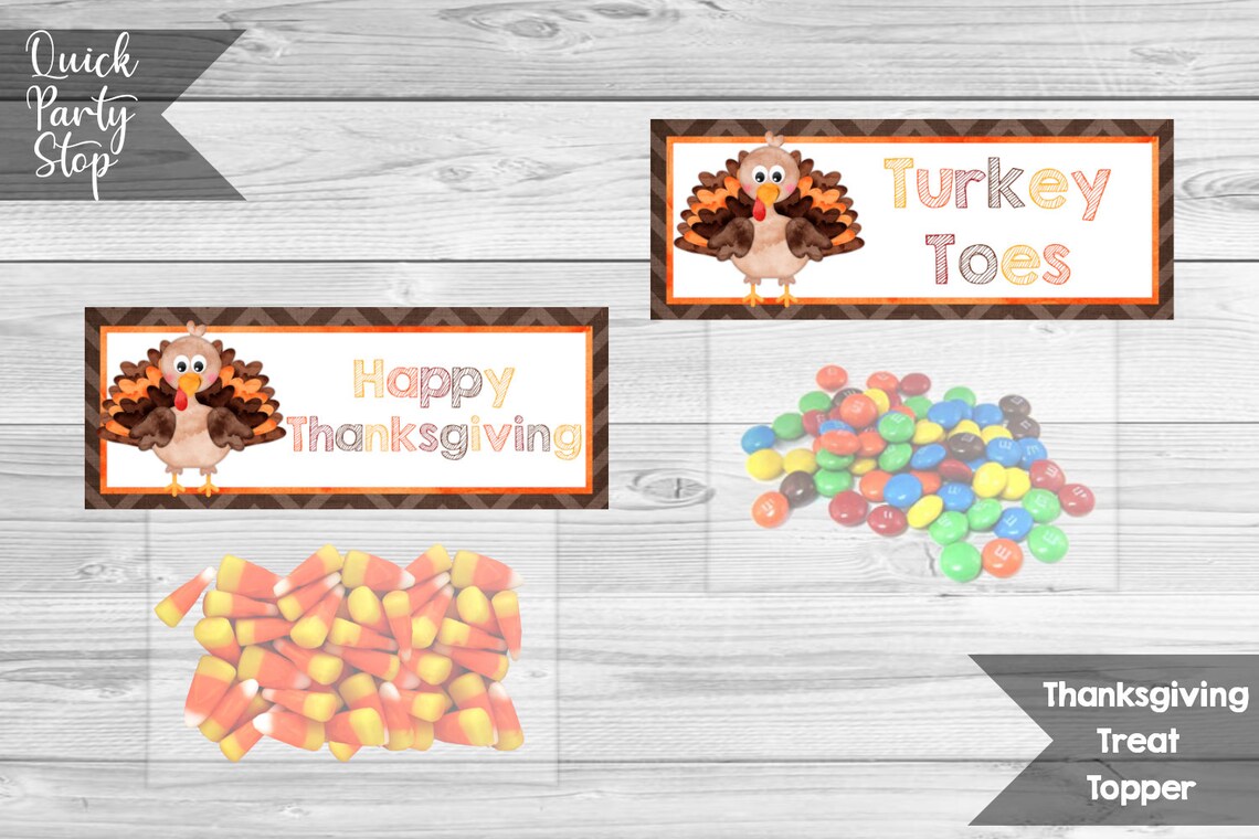 Thanksgiving Treat Toppers, Turkey Toes Goody Bag Topper, Turkey ...