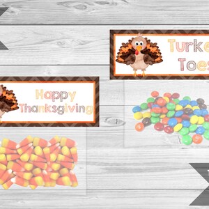 Thanksgiving Treat Toppers, Turkey Toes Goody Bag Topper, Turkey ...