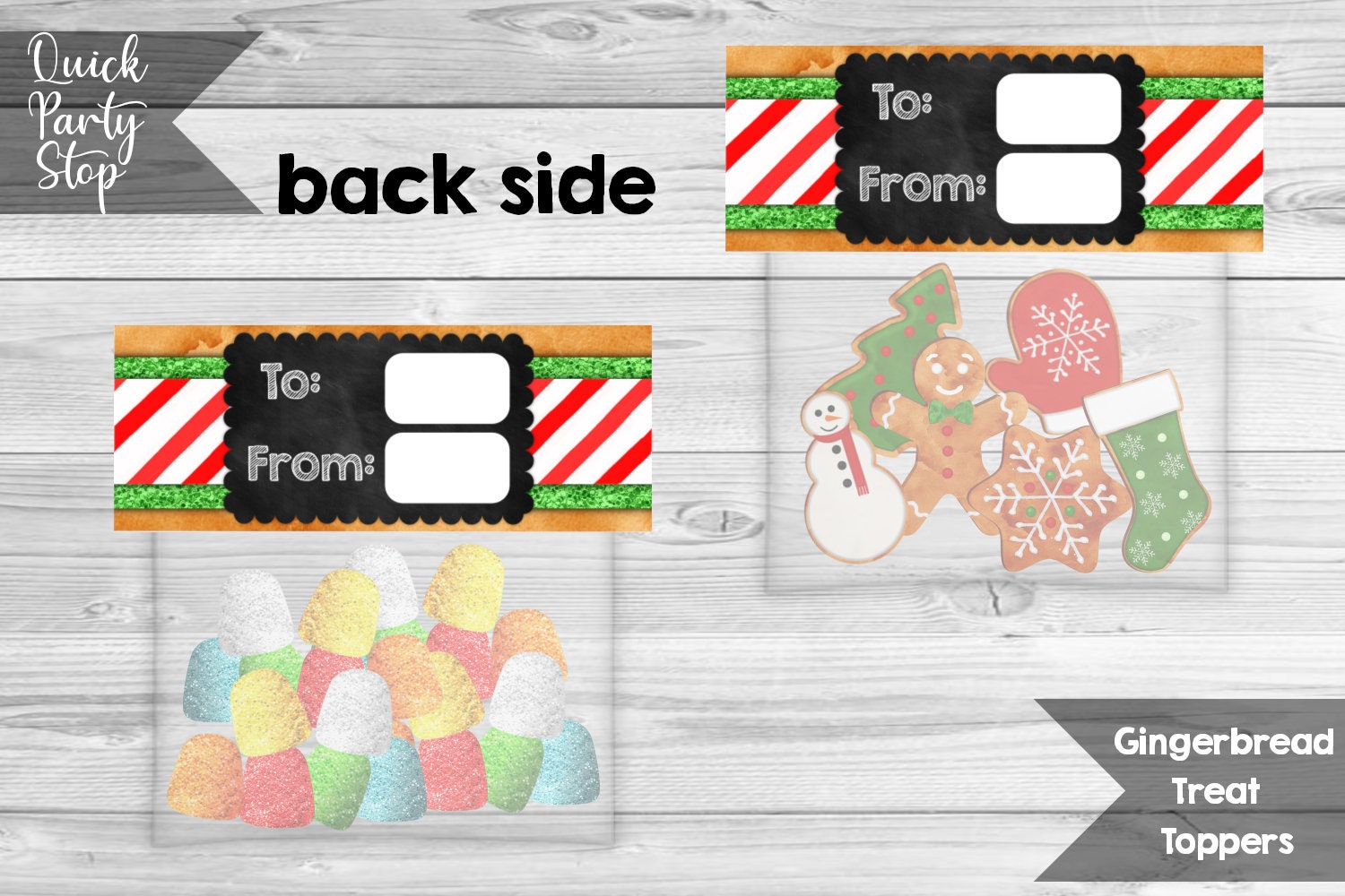 Gingerbread Treat Toppers, Christmas Goody Bag Topper, Sweet Holiday ...