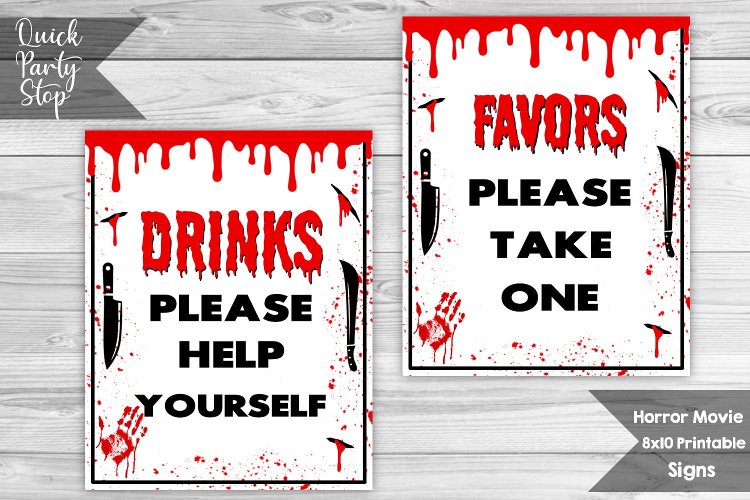 6 Horror Movie Birthday Signs, Scary Movie Party Signs, Food Sign ...