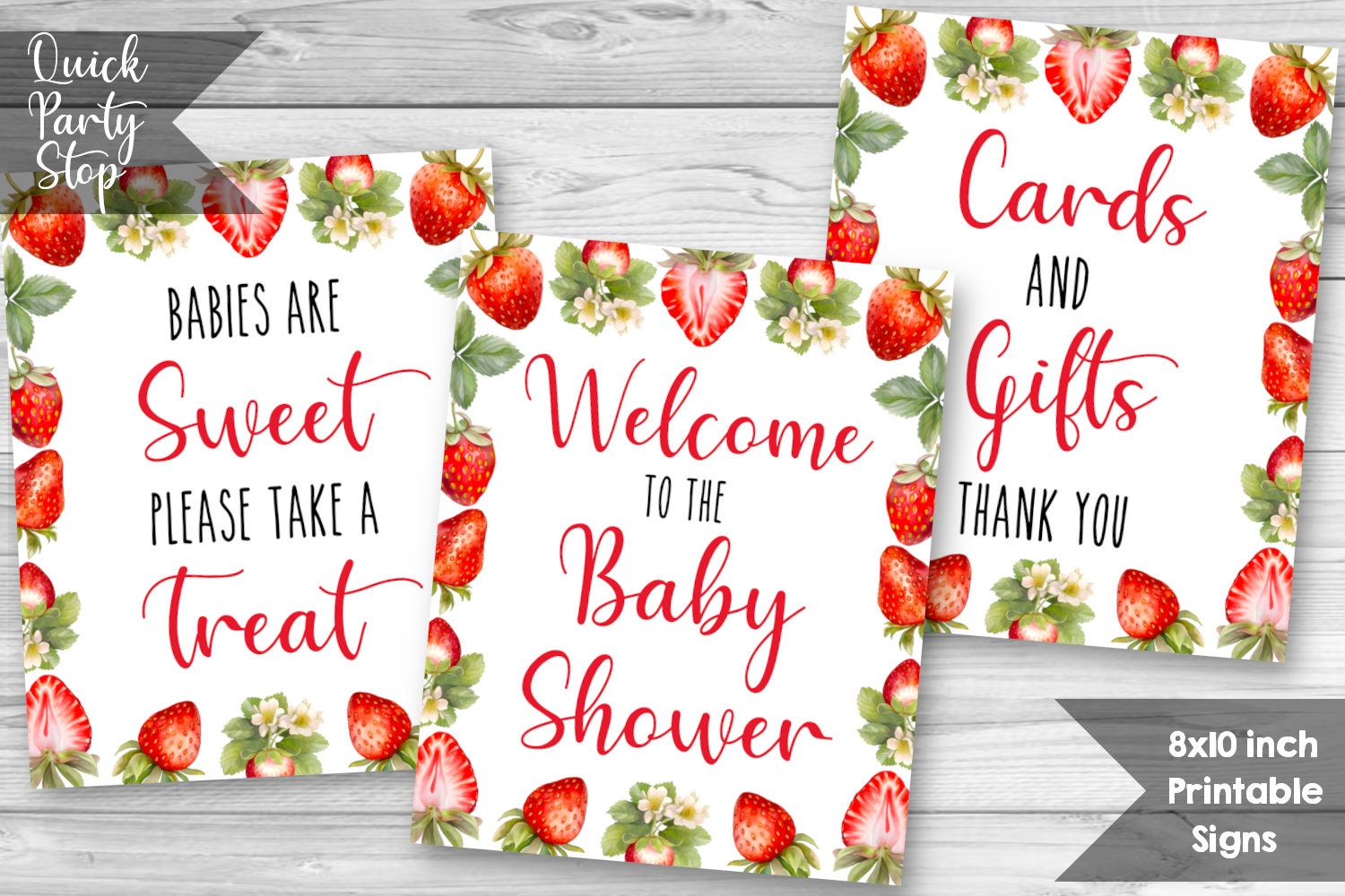 6 Strawberry Baby Shower Signs Strabwerry Baby Shower Signs - Etsy