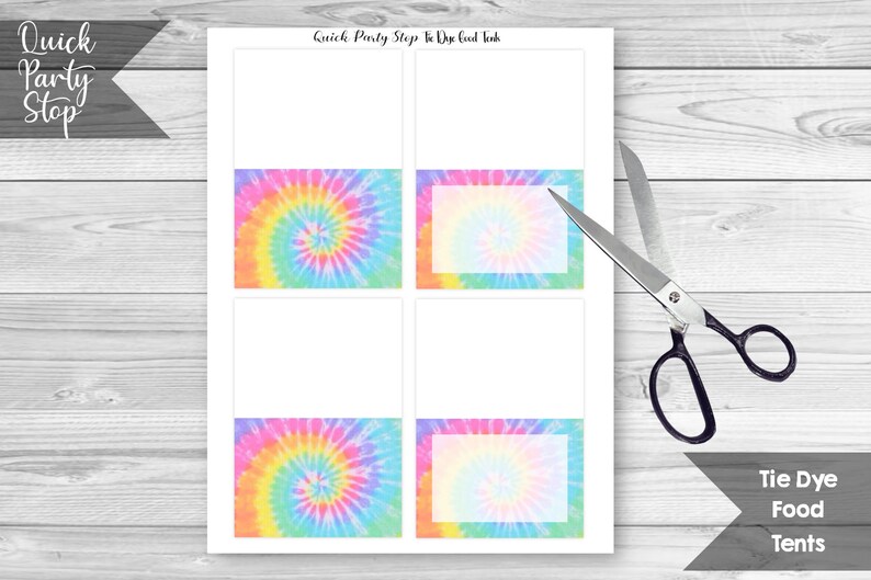 Tie Dye Editable Food Tents, Rainbow Food Labels, Tie Dye Birthday ...