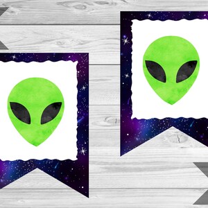 Alien Happy Birthday Banner, Space Alien Birthday Party, Pennant Banner ...