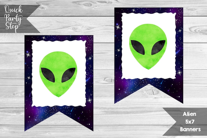 Alien Happy Birthday Banner, Space Alien Birthday Party, Pennant Banner ...