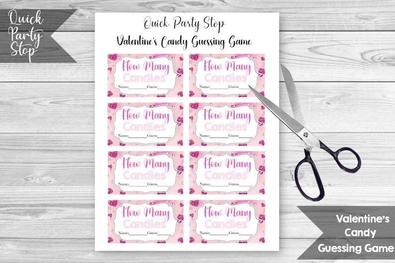 Valentines Day Guess How Many Candies Sign and Tickets, Valentines ...