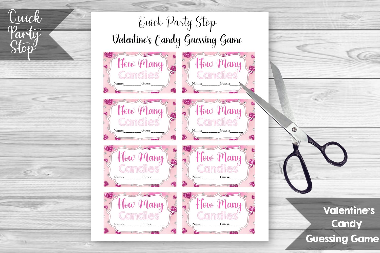 Valentines Day Guess How Many Candies Sign and Tickets, Valentines ...