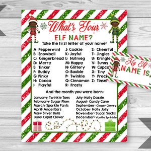 Elf Name Game, What's Your Elf Name, Christmas Party Game, Printable ...