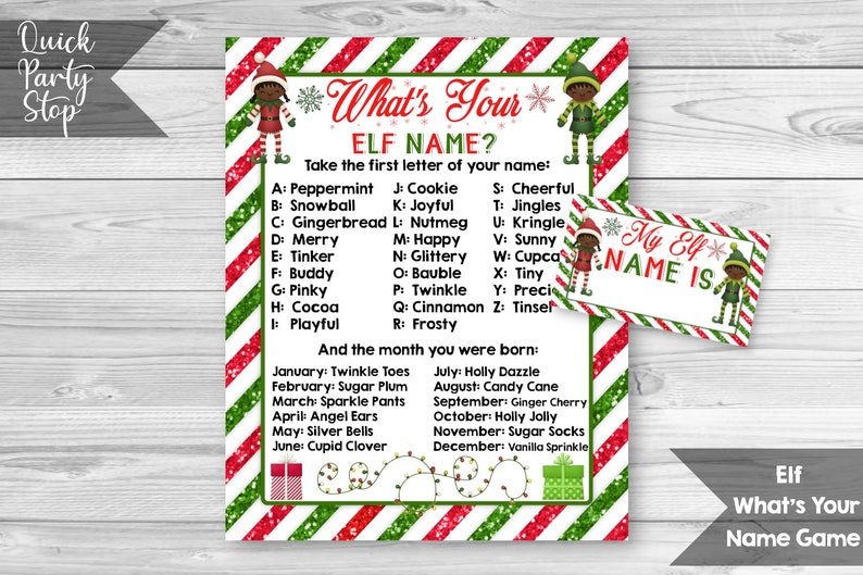 Elf Name Game, What's Your Elf Name, Christmas Party Game, Printable ...