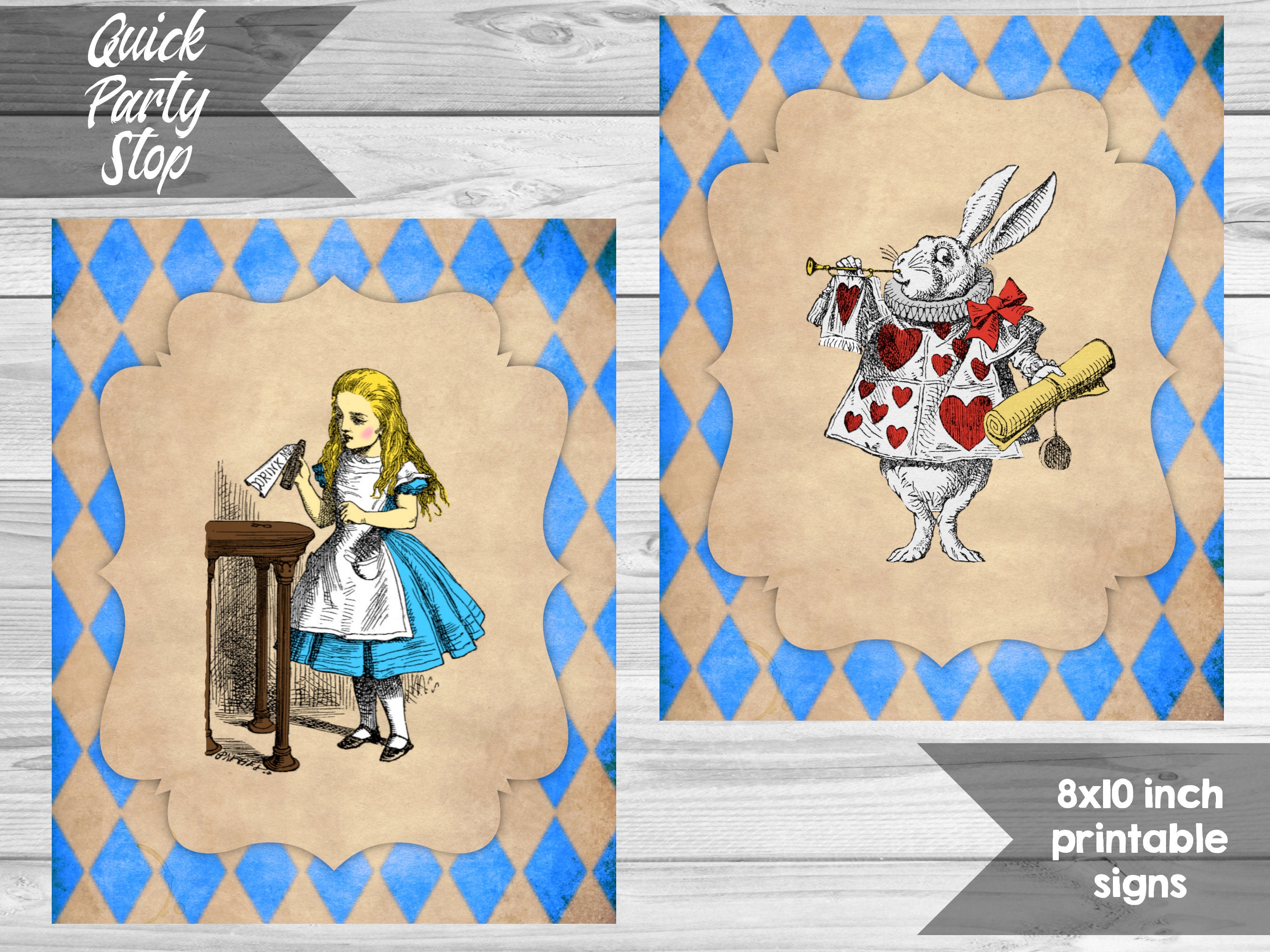 6 Alice in Wonderland Signs Old Alice Decorations Character - Etsy