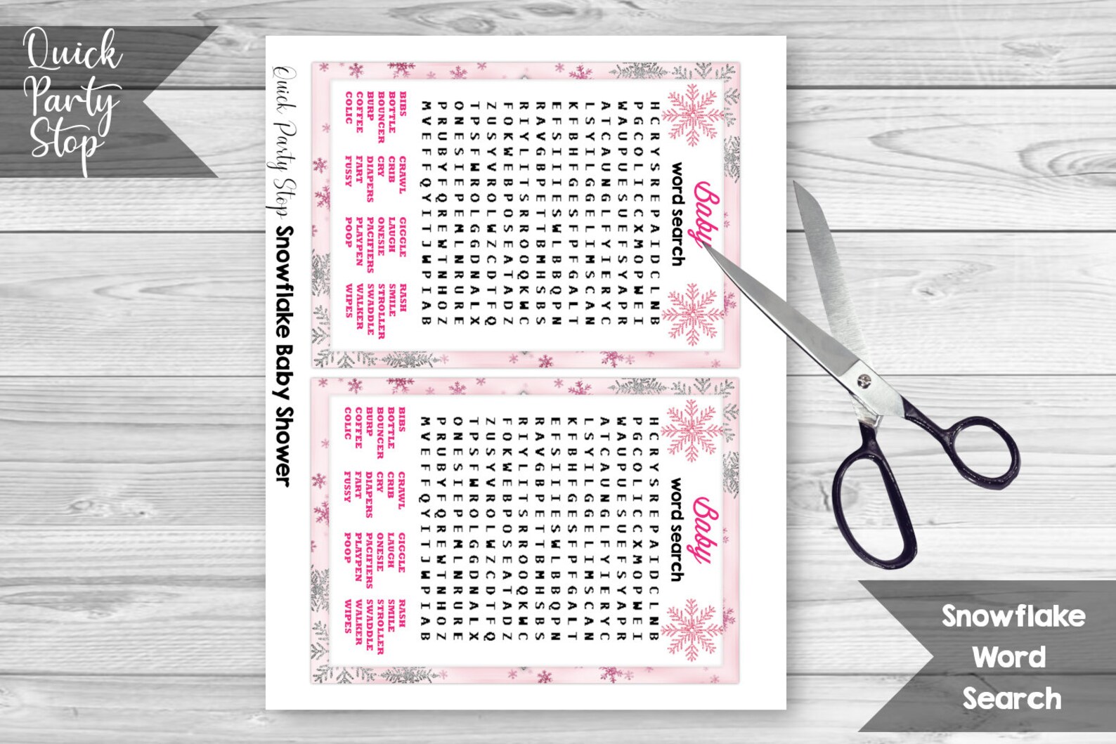Snowflake Word Search Game, Winter Party Printable Game Sheet, Frozen ...