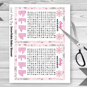 Snowflake Word Search Game, Winter Party Printable Game Sheet, Frozen ...