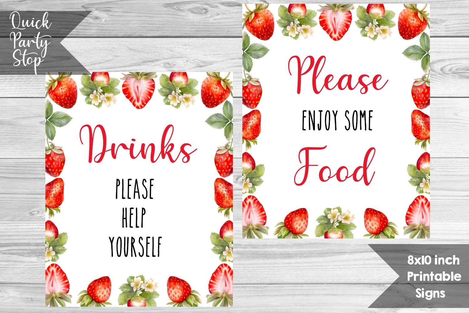 6 Strawberry Baby Shower Signs Strabwerry Baby Shower Signs - Etsy