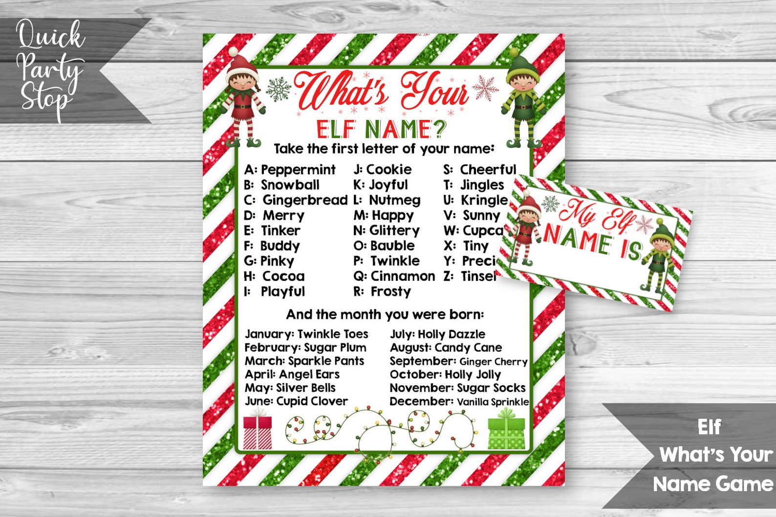Elf Name Game, What's Your Elf Name, Christmas Party Game, Printable ...