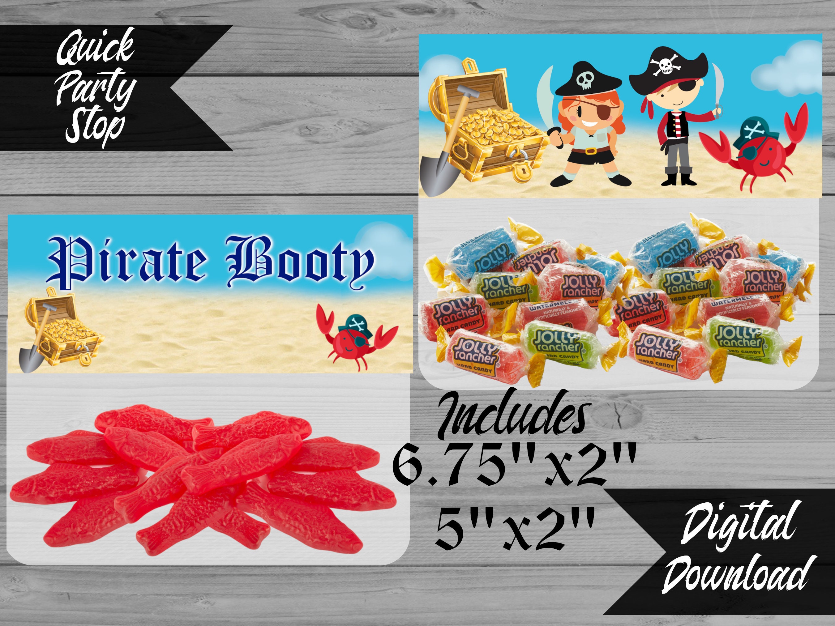 Printable Pirate Treat Bag Toppers Digital Download Pirates Goody Bag ...