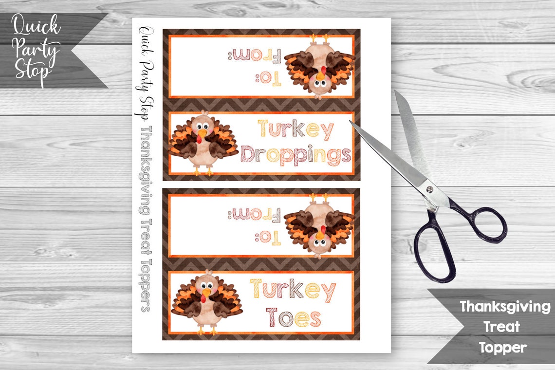 Thanksgiving Treat Toppers, Turkey Toes Goody Bag Topper, Turkey ...