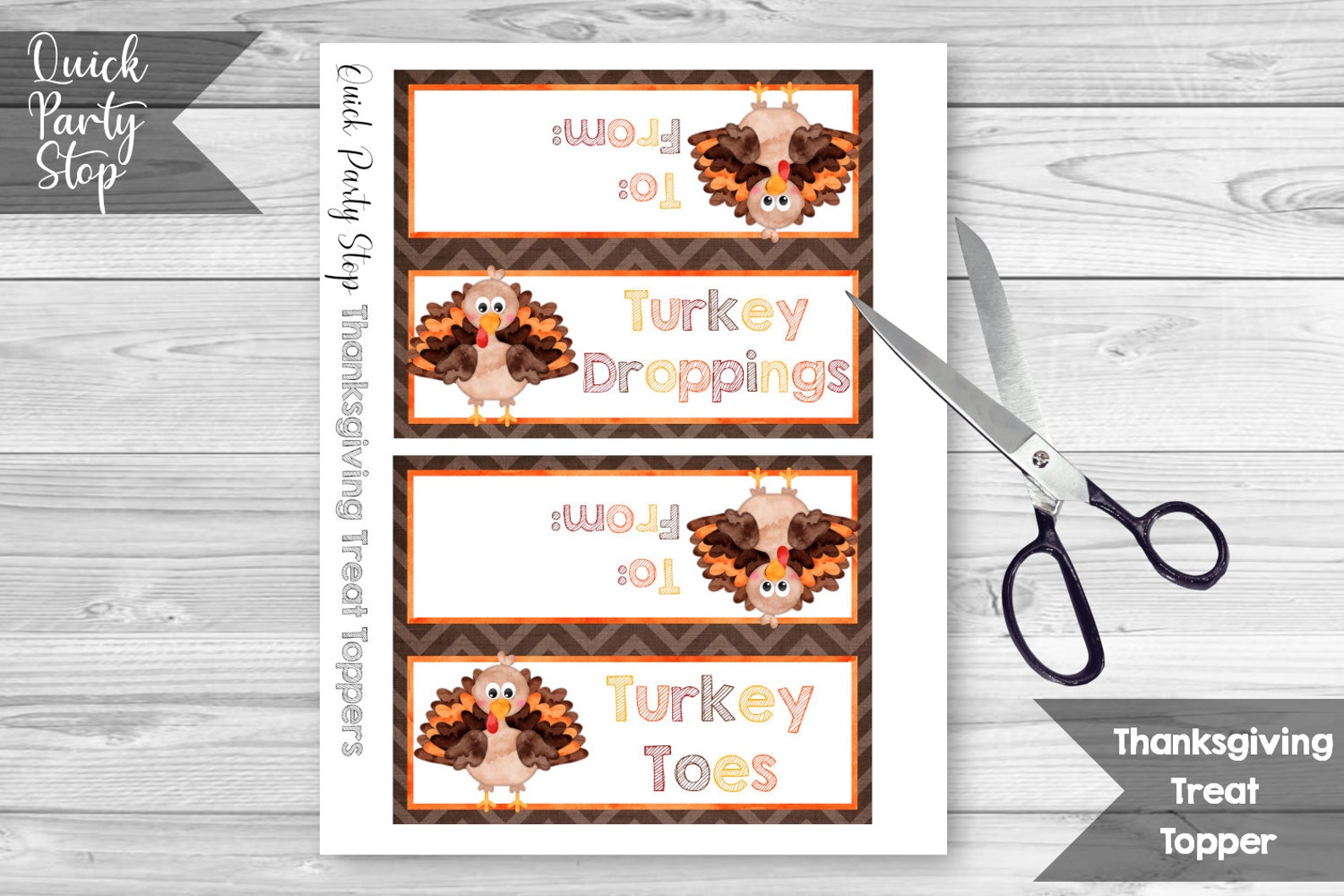 Thanksgiving Treat Toppers, Turkey Toes Goody Bag Topper, Turkey ...