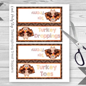 Thanksgiving Treat Toppers, Turkey Toes Goody Bag Topper, Turkey ...