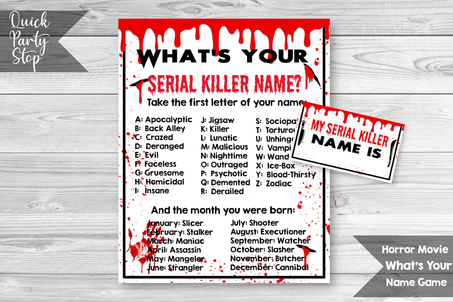 Horror Movie Name Game, Scary Movie Birthday Party, Printable Game ...