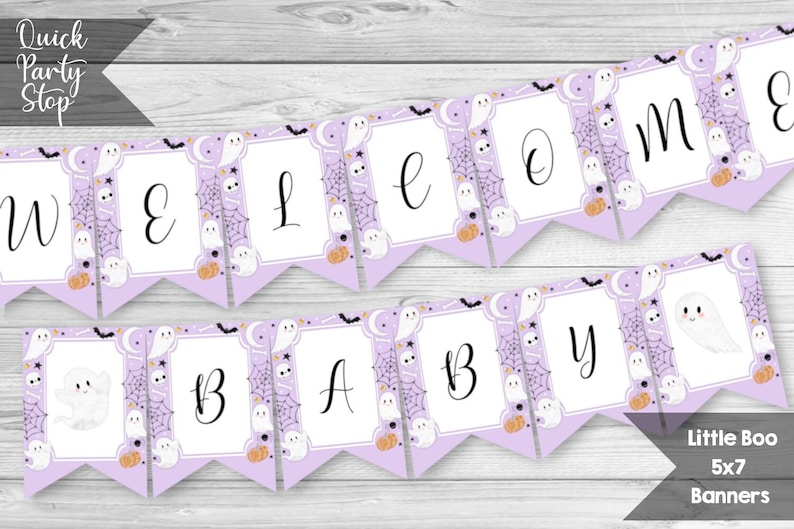 Little Boo Welcome Baby Banner, Halloween Baby Shower, Pennant Banner ...