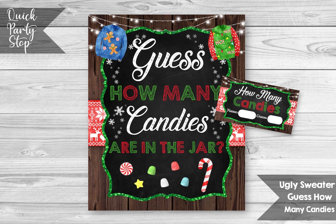 Ugly Sweater Guess How Many Candies Sign and Tickets, Tacky Sweater ...