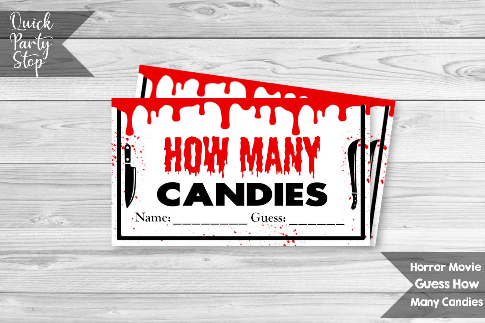 Horror Movie Guess How Many Candies Sign and Tickets, Scary Movie ...