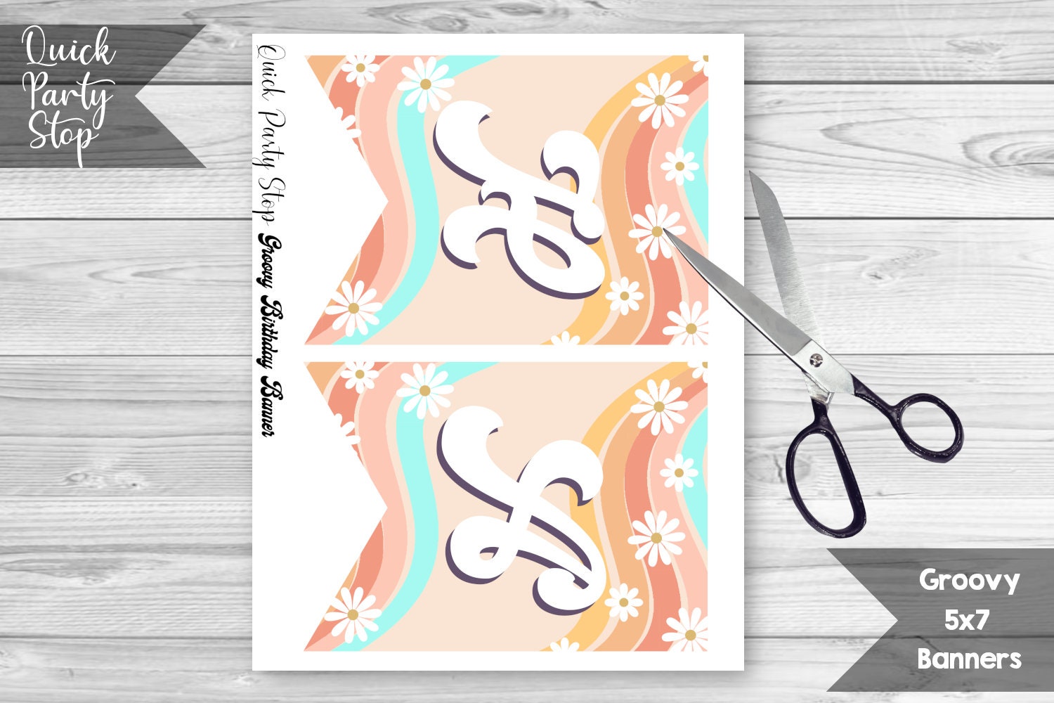 Groovy Happy Birthday Banner, Hippie Birthday Party, Pennant Banner ...