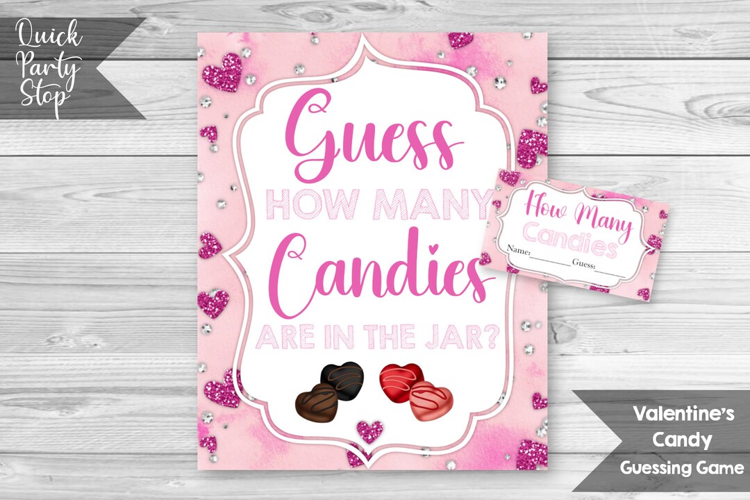 Valentines Day Guess How Many Candies Sign and Tickets, Valentines ...