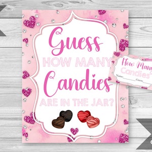 Valentines Day Guess How Many Candies Sign and Tickets, Valentines ...