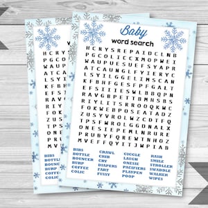 Snowflake Word Search Game Winter Party Printable Game Sheet - Etsy