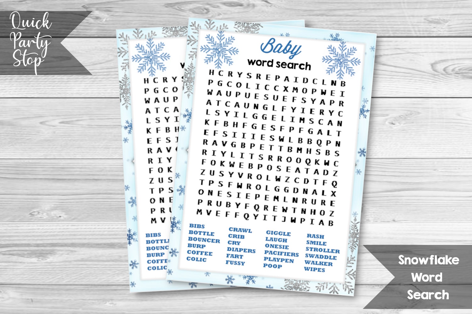 Snowflake Word Search Game Winter Party Printable Game Sheet - Etsy