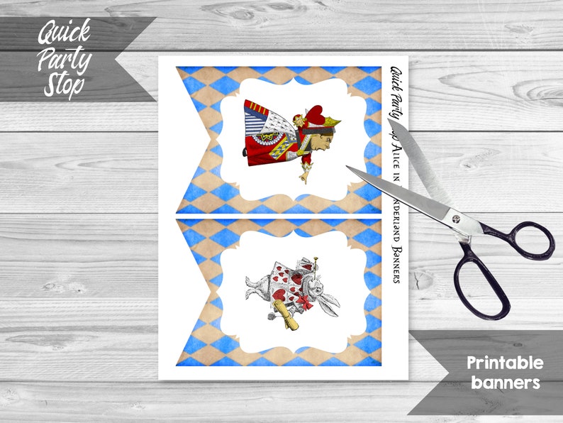 Alice in Wonderland Banner, Mad Hatter Bunting, Printable Wonderland ...