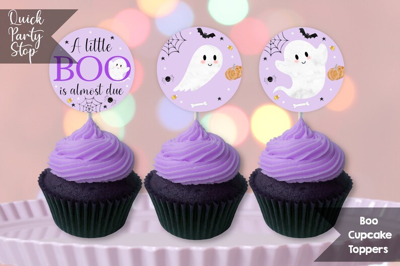 Little Boo Baby Shower Cupcake Toppers, Printable 2 Inch Cupcake ...