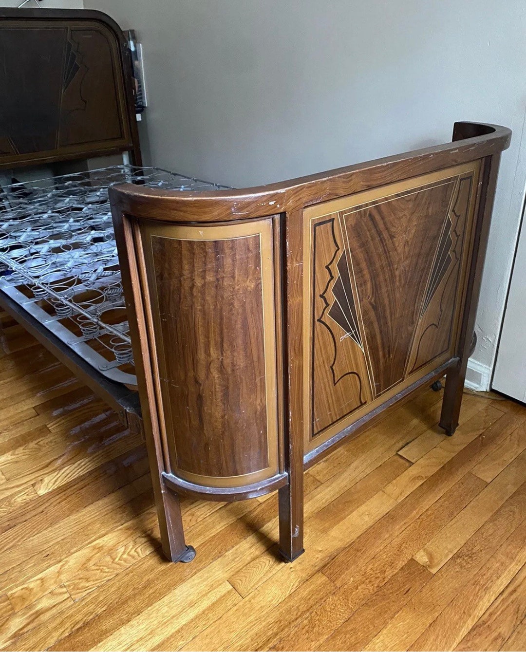 Mid Century Modern MCM Brown Faux Wood Grain Handpainted Twin Size ...