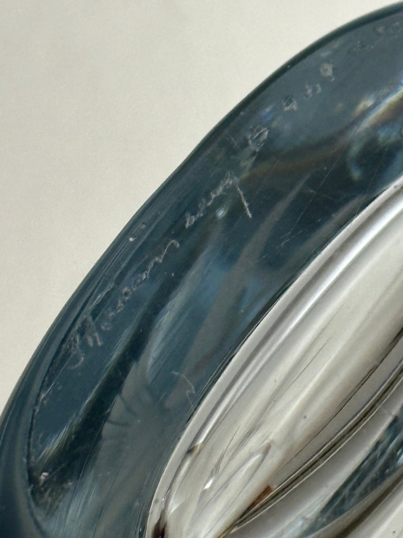 Strombergshyttan Crystal Vase, Flying Geese Engraved, Sweden Modernist ...