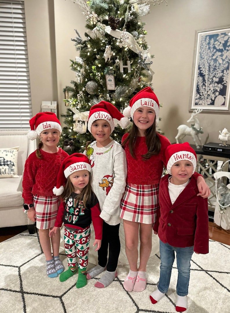 Santa Hats Family Matching Winter Christmas Knit Hats With Personalized ...