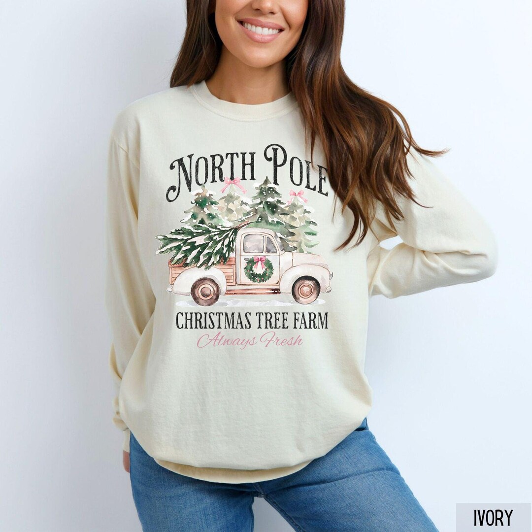 Comfort Colors® North Pole Christmas Tree Farm Shirt, Farm Fresh ...