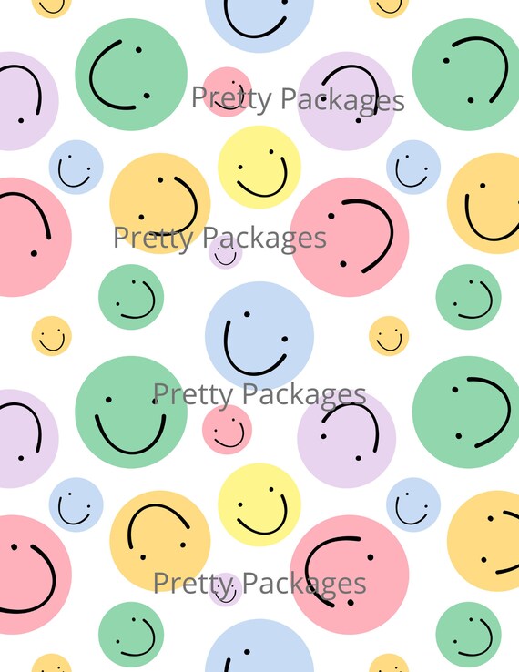 Smiley Face Wallpaper or Sticker Sheet Digital Download Bright - Etsy