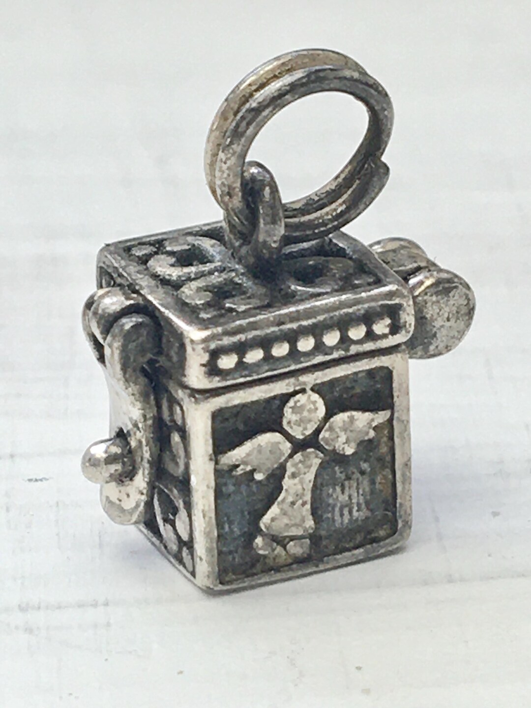 Sterling Silver Angel Prayer Box Memorial Keepsake 925 Bracelet Charm ...
