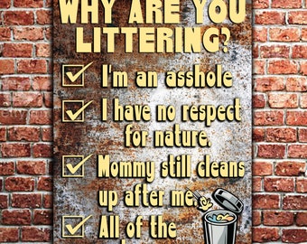 Funny No Littering Sign - Etsy